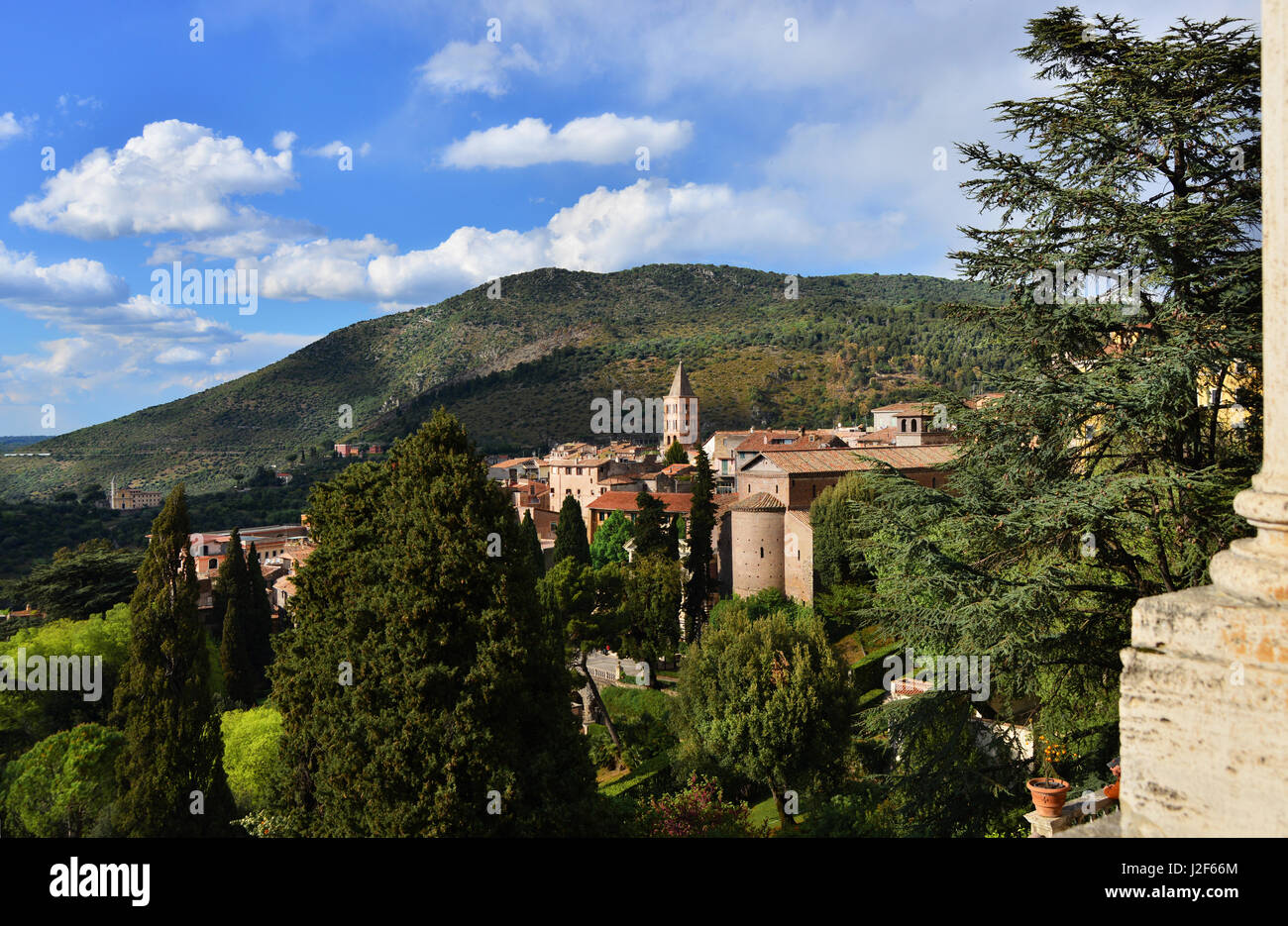 Tivoli old town panorama, a beautiful small city near Rome Stock Photo ...
