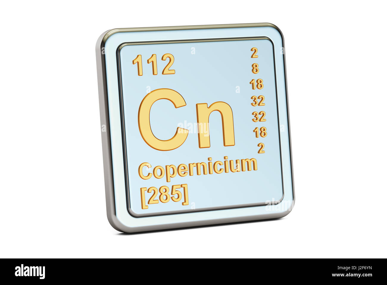 Copernicium Cn, chemical element sign. 3D rendering isolated on white ...