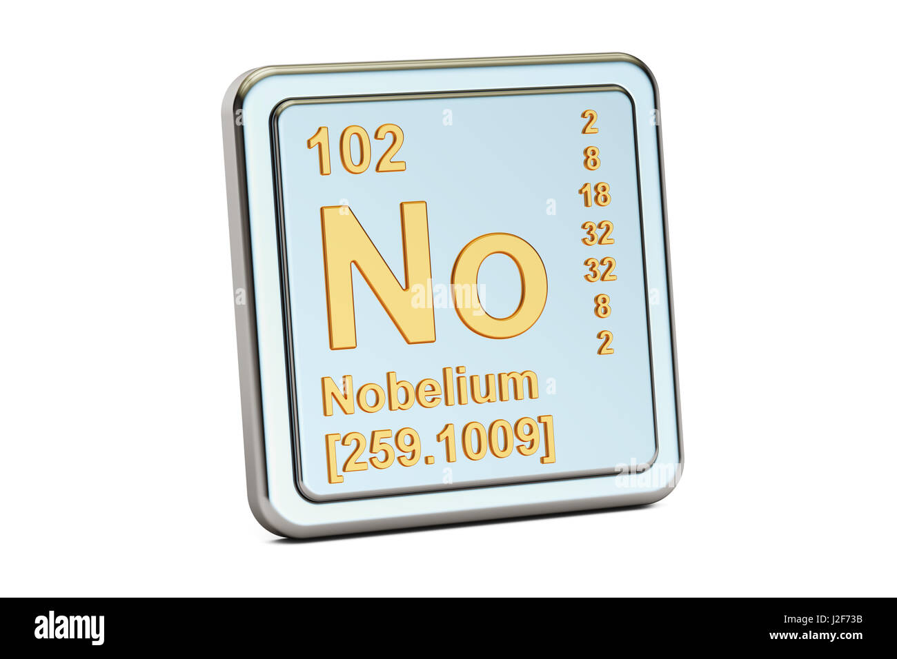 Nobelium No, chemical element sign. 3D renderingisolated on white ...