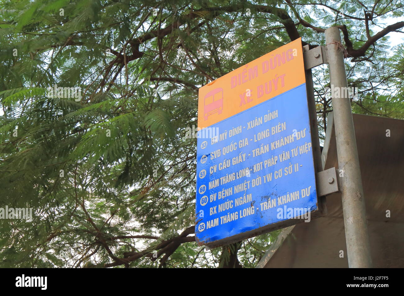 Hanoi Bus stop sign in Hanoi Vietnam Stock Photo - Alamy