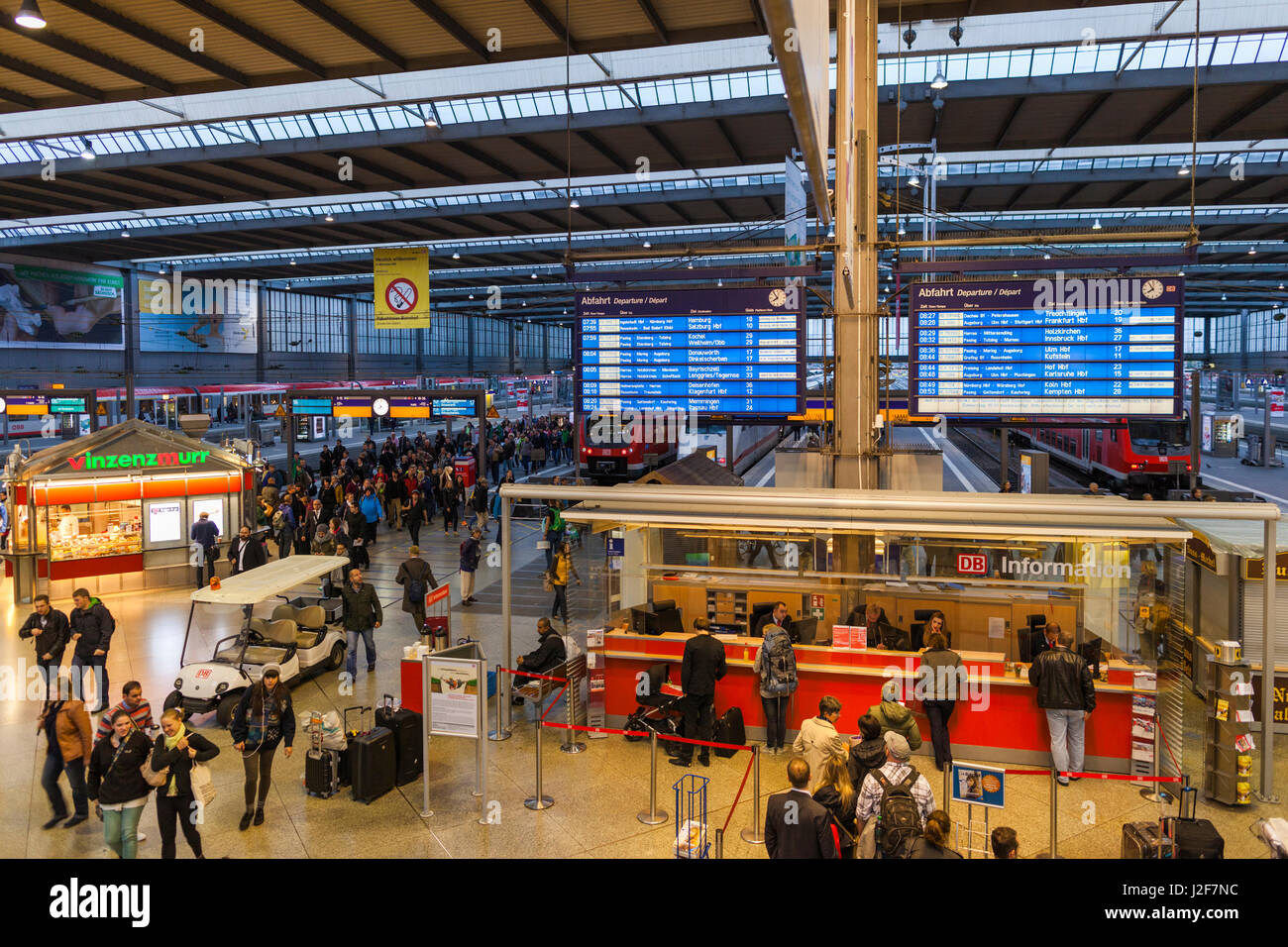 Germany, Bavaria, Munich, Hauptbahnhof, Main Train Station, interior ...