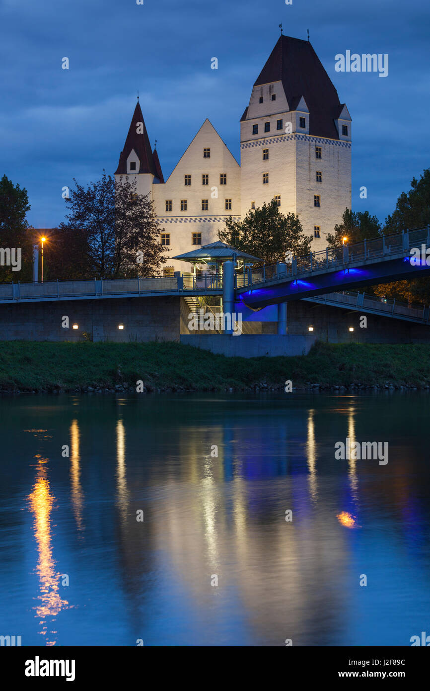 Germany, Bavaria, Ingolstadt, Neues Schloss Palace from the Danube ...