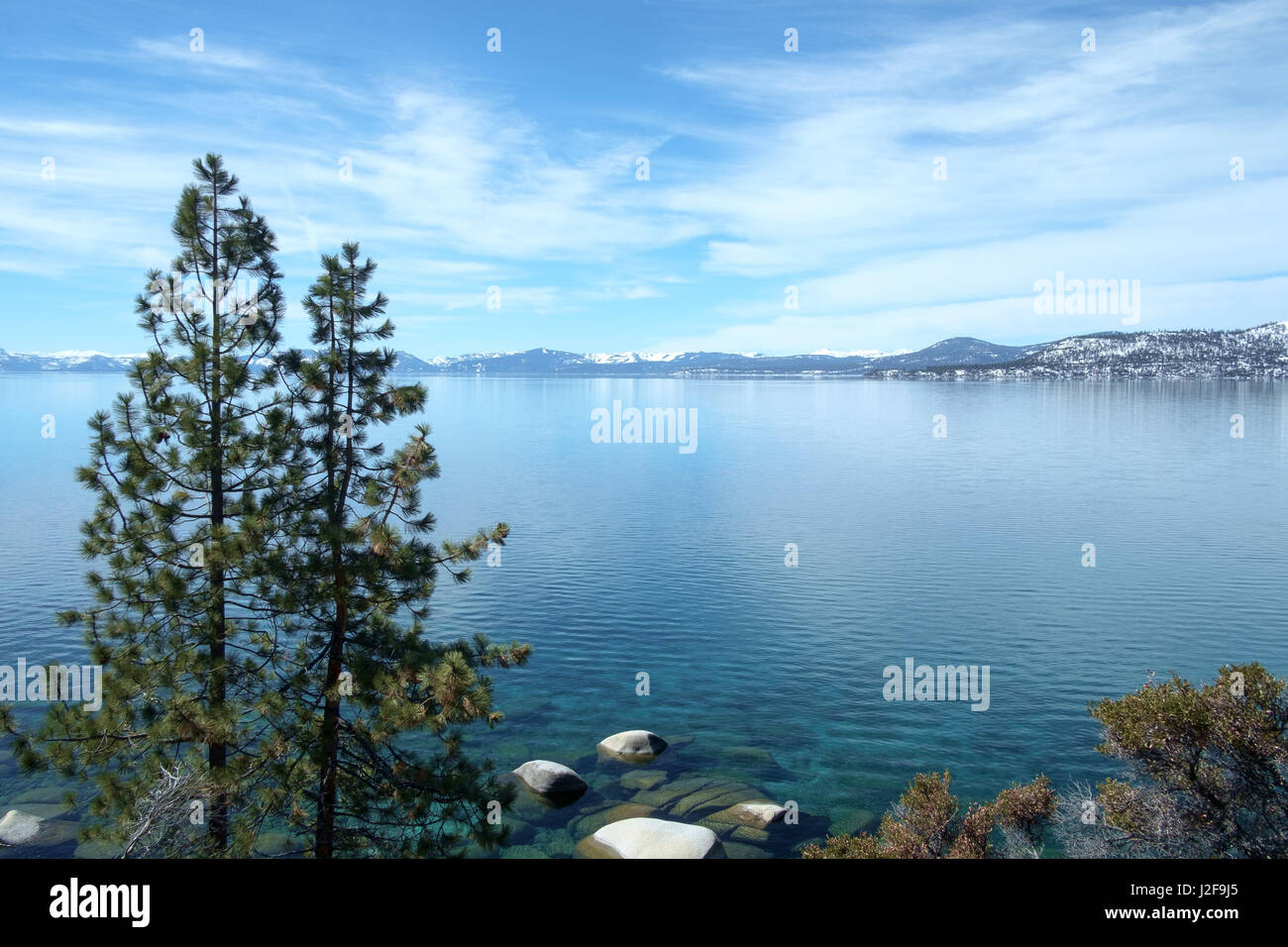 View of beautiful calm Lake Tahoe in March 2017 Stock Photo - Alamy