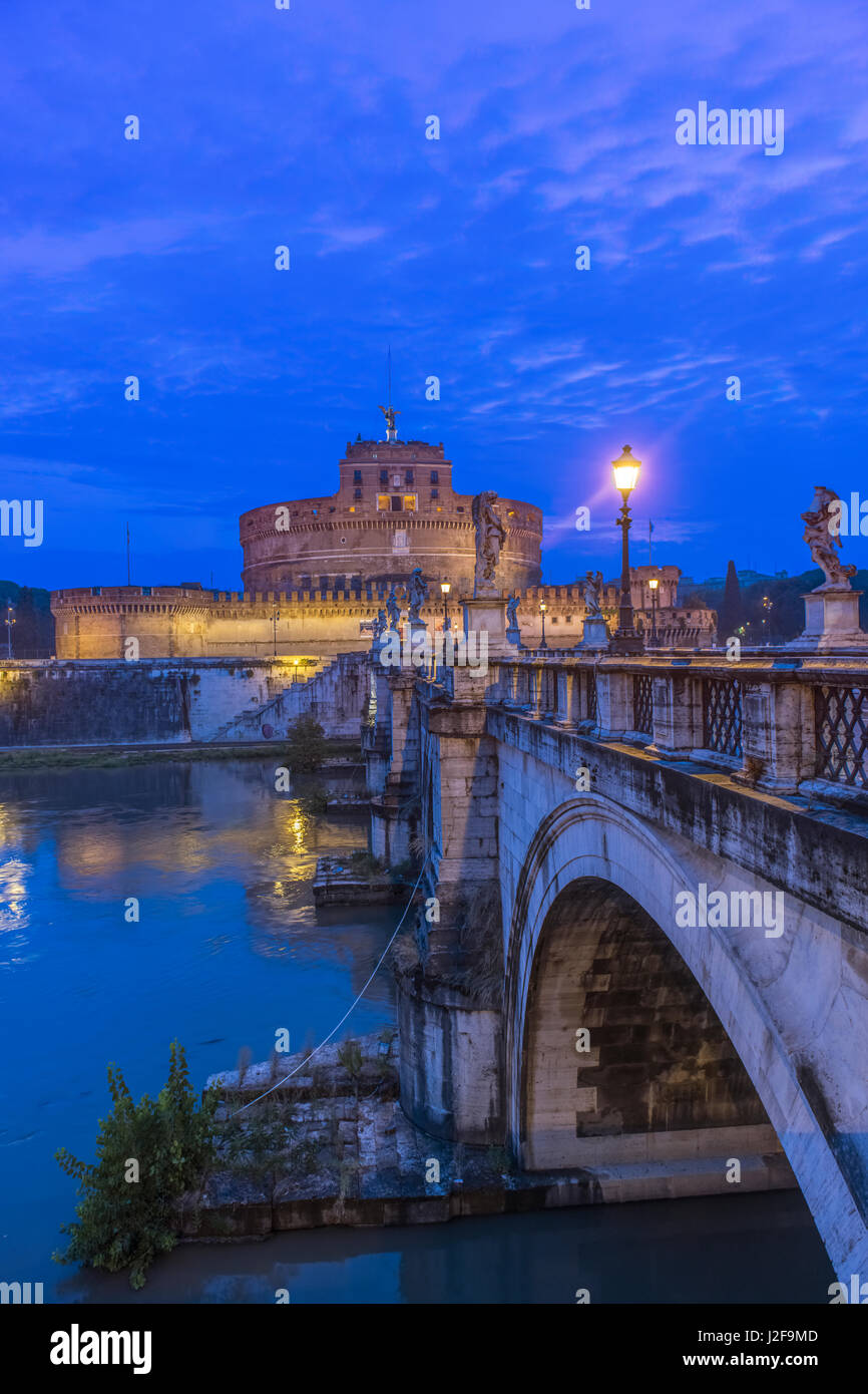 Europe, Italy, Rome, Ponte Sant'Angelo at Dawn, Also called St. Peter's ...