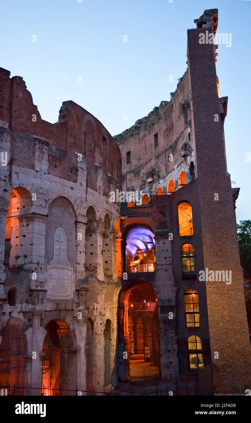 Colosseum Outer Ring, Evening, Rome, Italy Built by Vespacian Stock ...