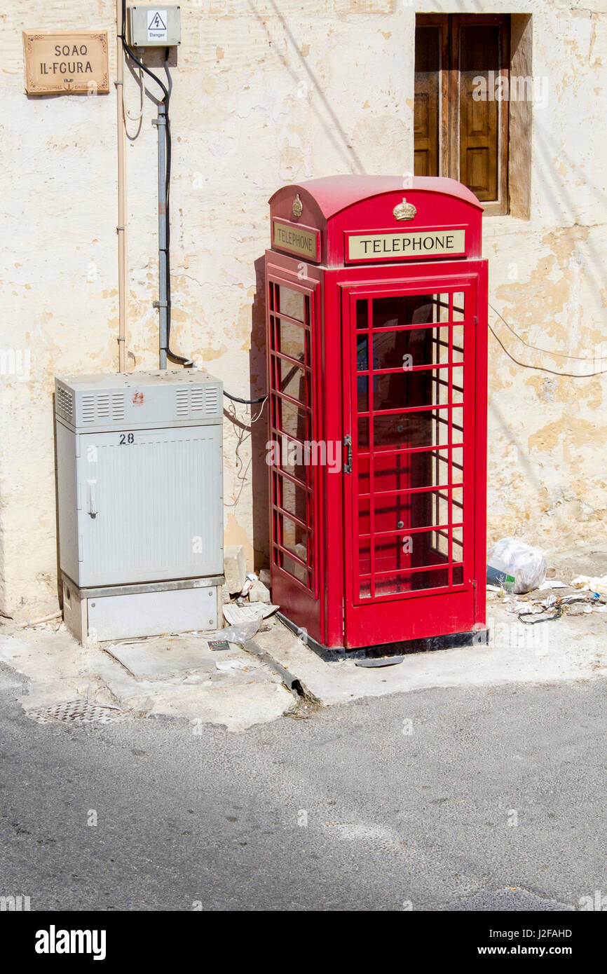 Traditional English phone booth. Gozo Island. Malta Stock Photo - Alamy