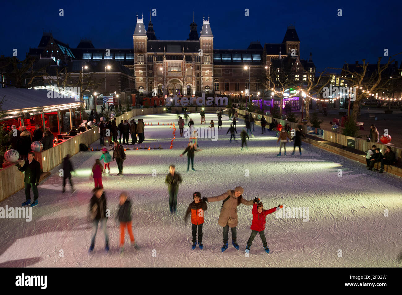 A temporary ice rink set up in front of the world famous Rijksmuseum in ...