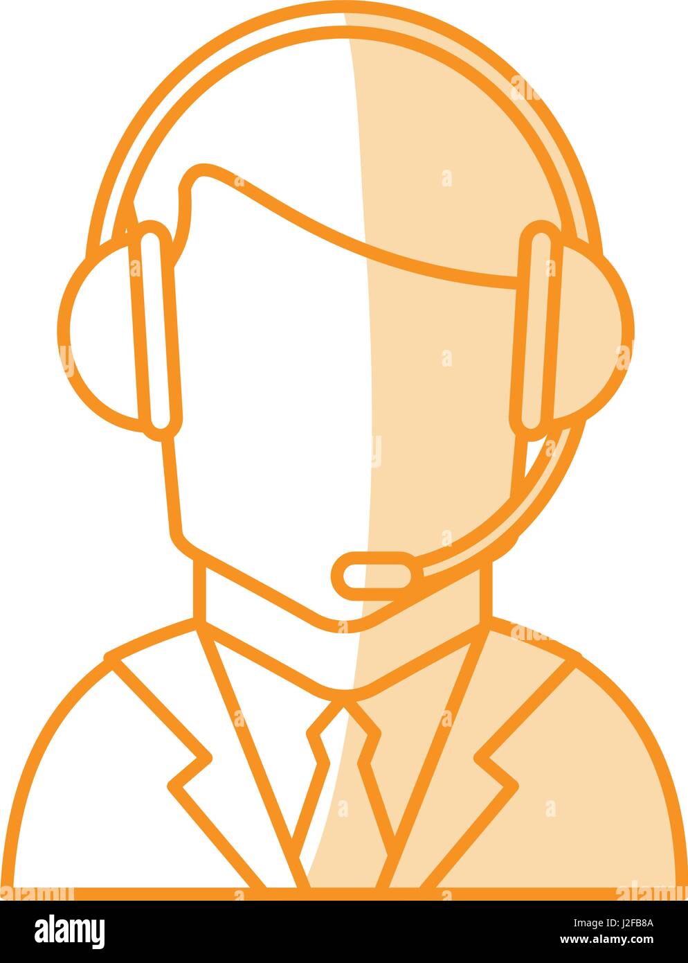 orange silhouette shading of faceless guy customer service icon Stock ...