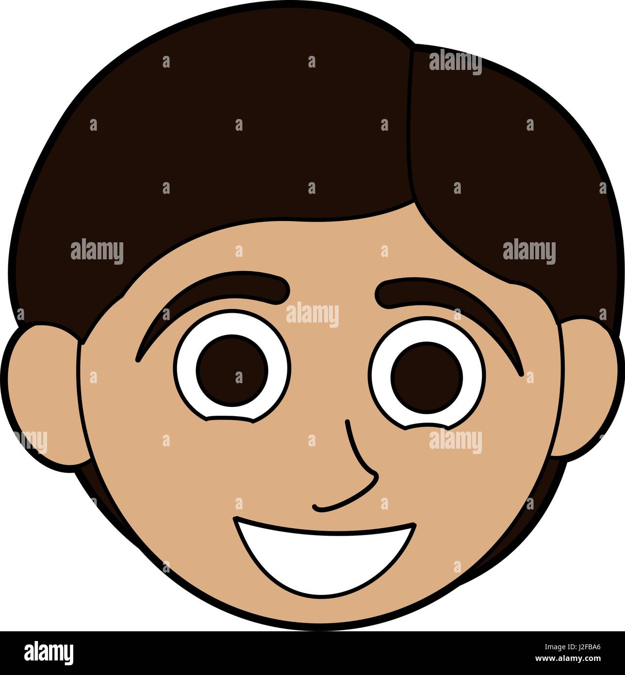 colorful silhouette cartoon front face boy with short hair Stock Vector ...