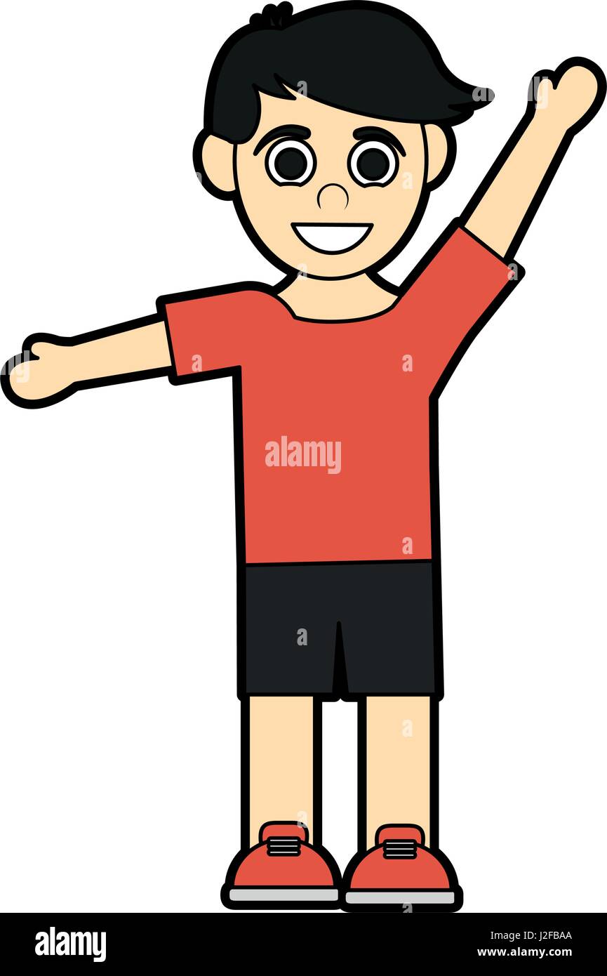 colorful silhouette cartoon guy with open arms up Stock Vector Image ...