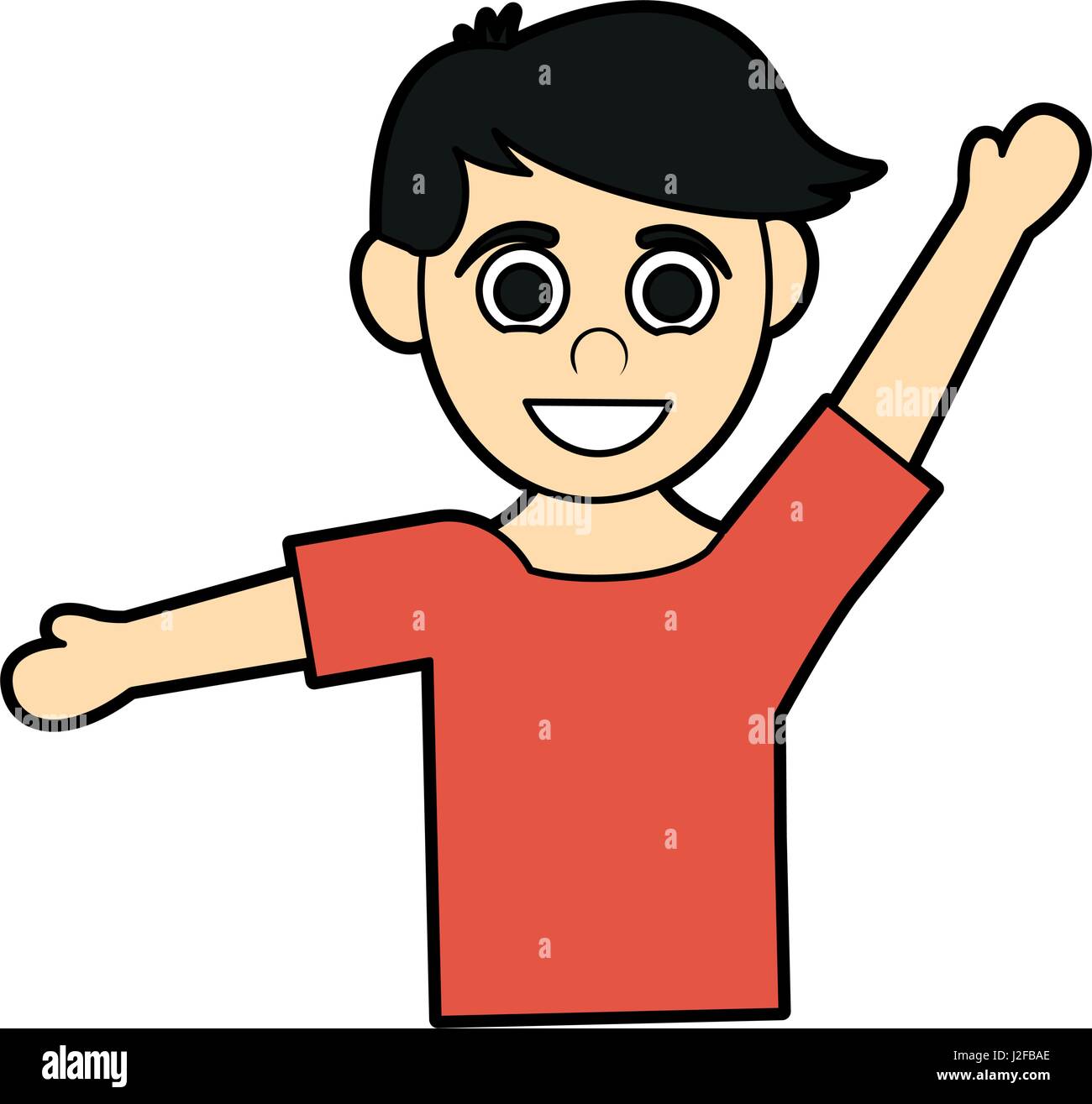 colorful silhouette cartoon half body guy with open arms up Stock ...