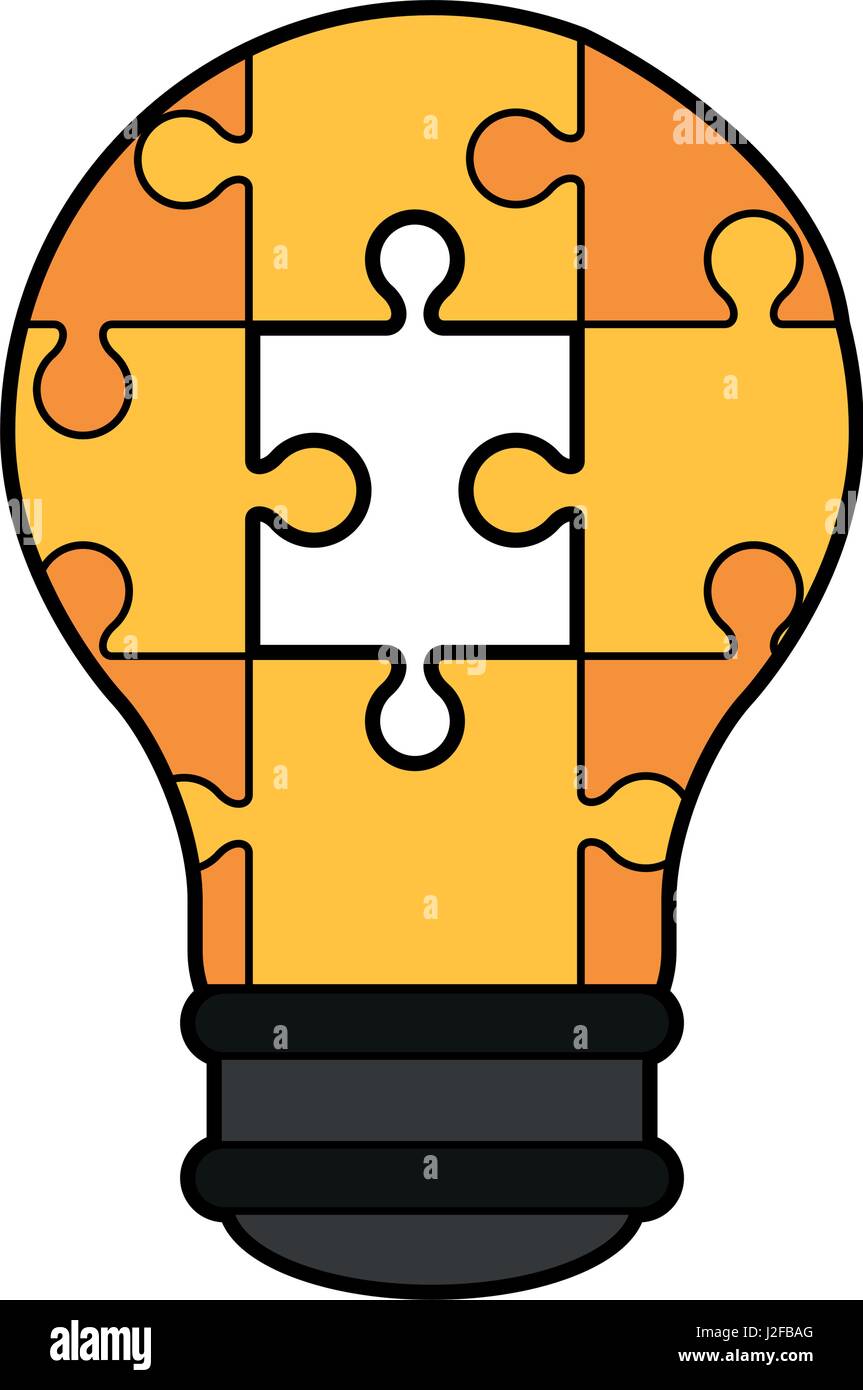 colorful silhouette light bulb of pieces puzzle incomplete Stock Vector ...