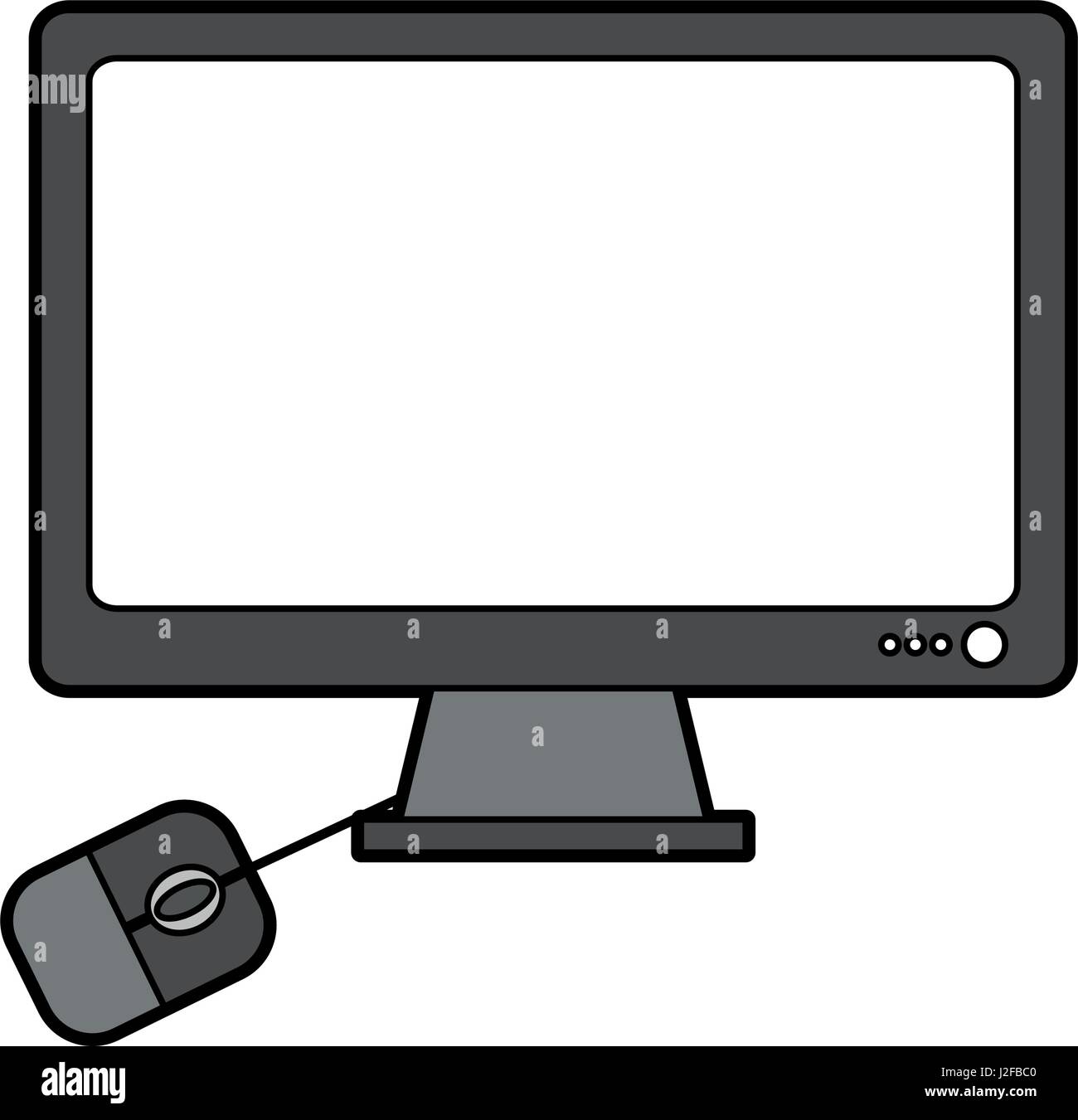 colorful silhouette desk computer tech device with mouse Stock Vector ...