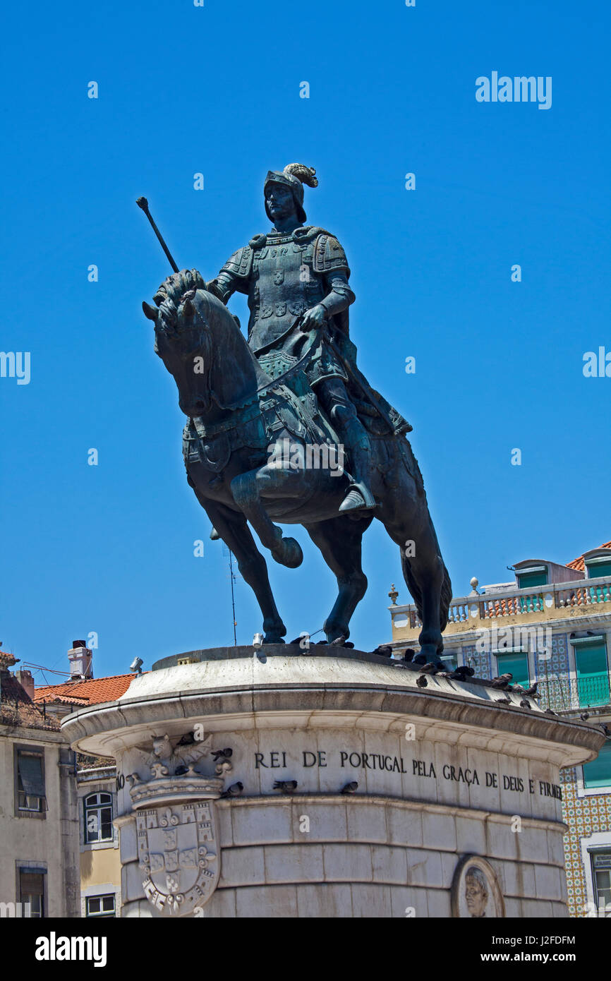Portugal, Lisbon, Statue of King Joao I at Figueiroa Square and St ...