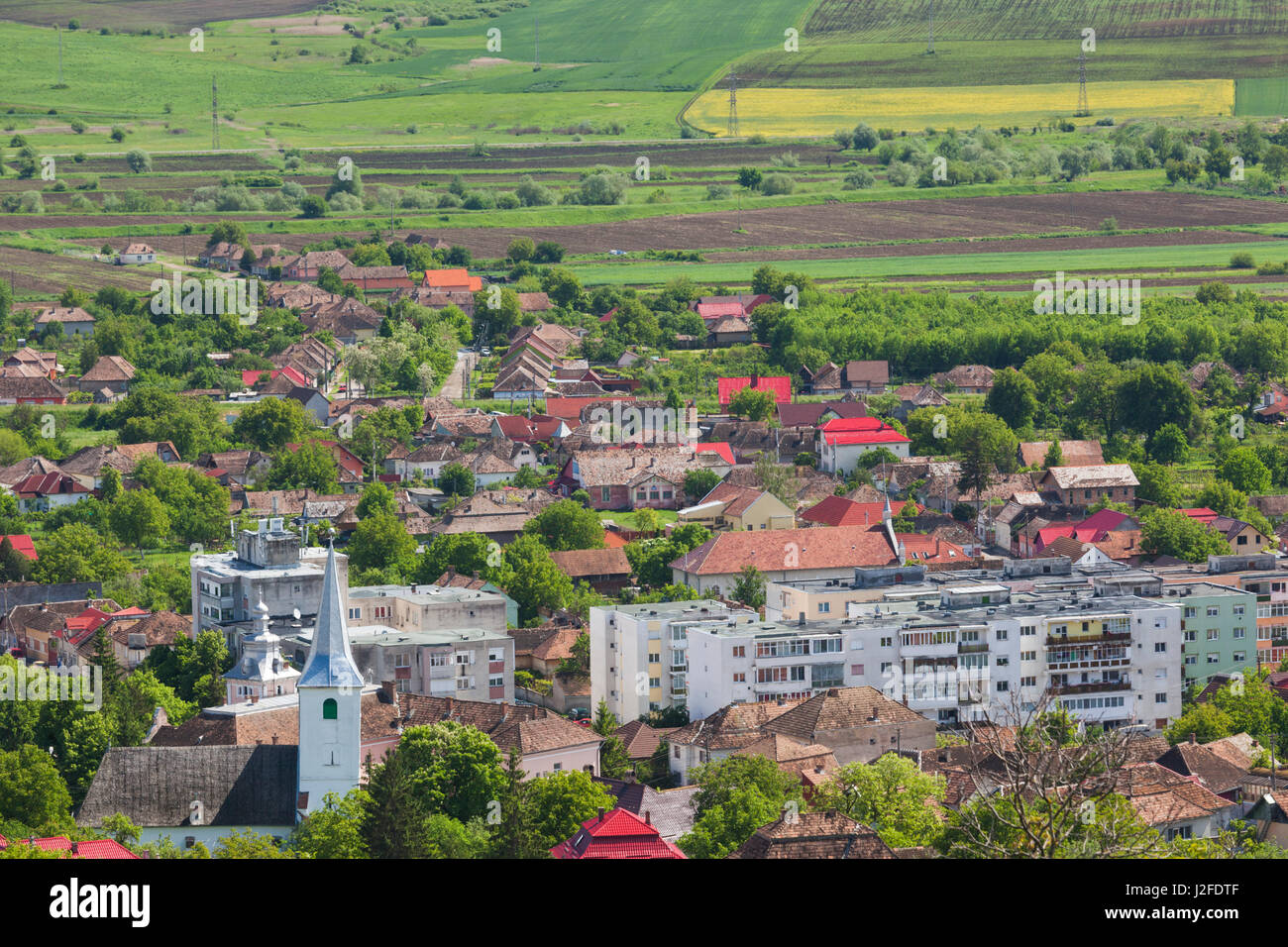 Romania, Transylvania, Tarnaveni, elevated town view Stock Photo - Alamy