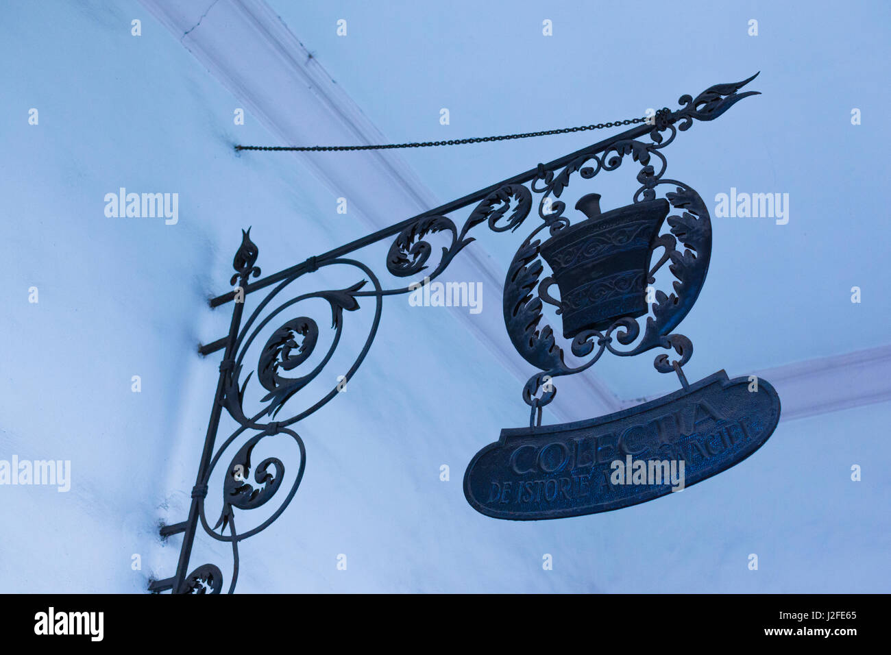Romania, Transylvania, Cluj Napoca, sign for the Pharmaceutical Museum ...