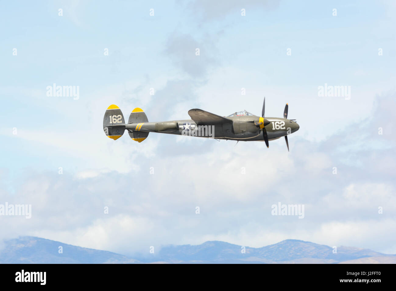 Lancaster, USA - March 25, 2017: Lockheed P-38J Lightning on display ...