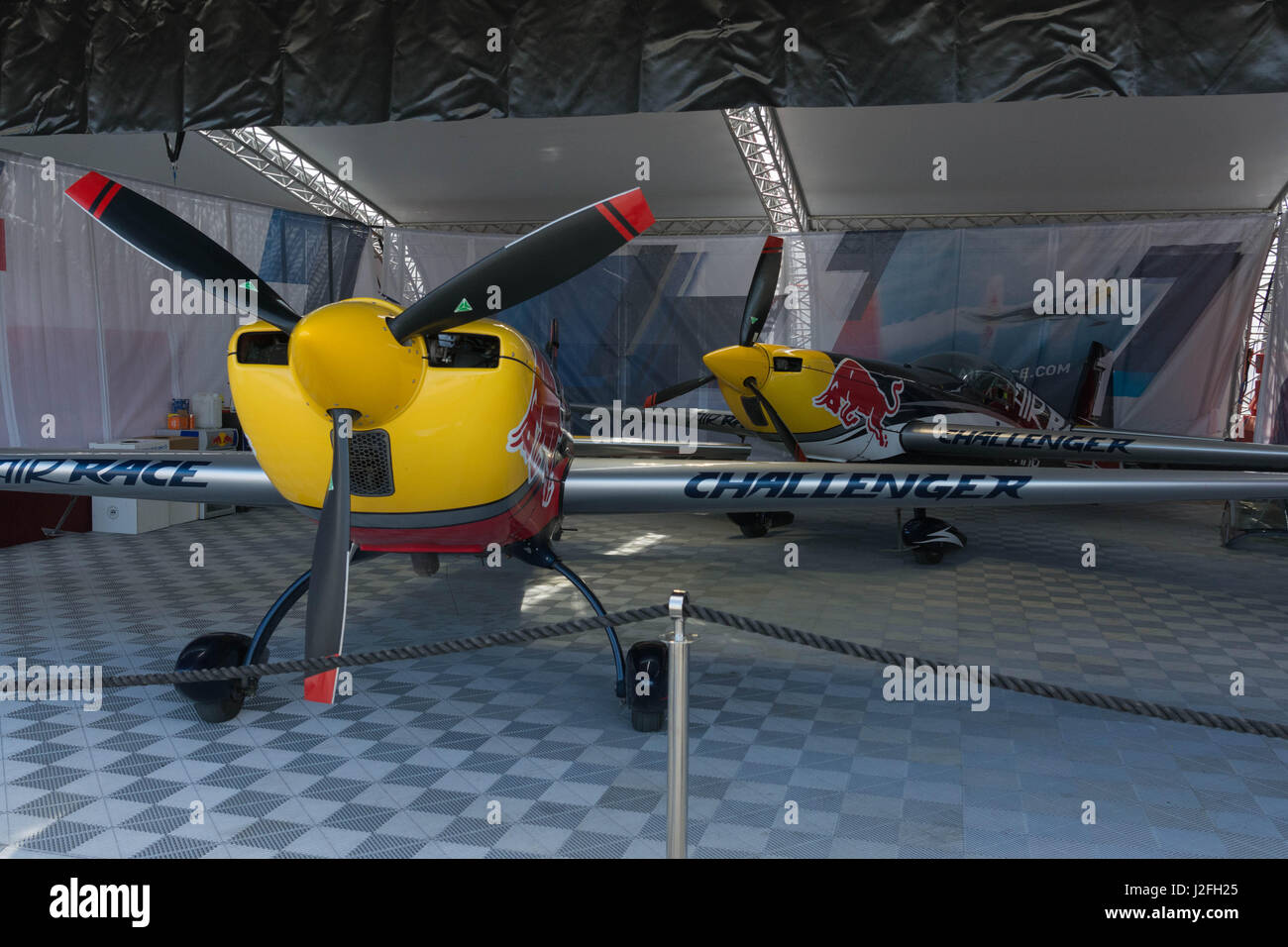 San Diego, USA - April 16, 2017: Red Bul airplanes on display during ...
