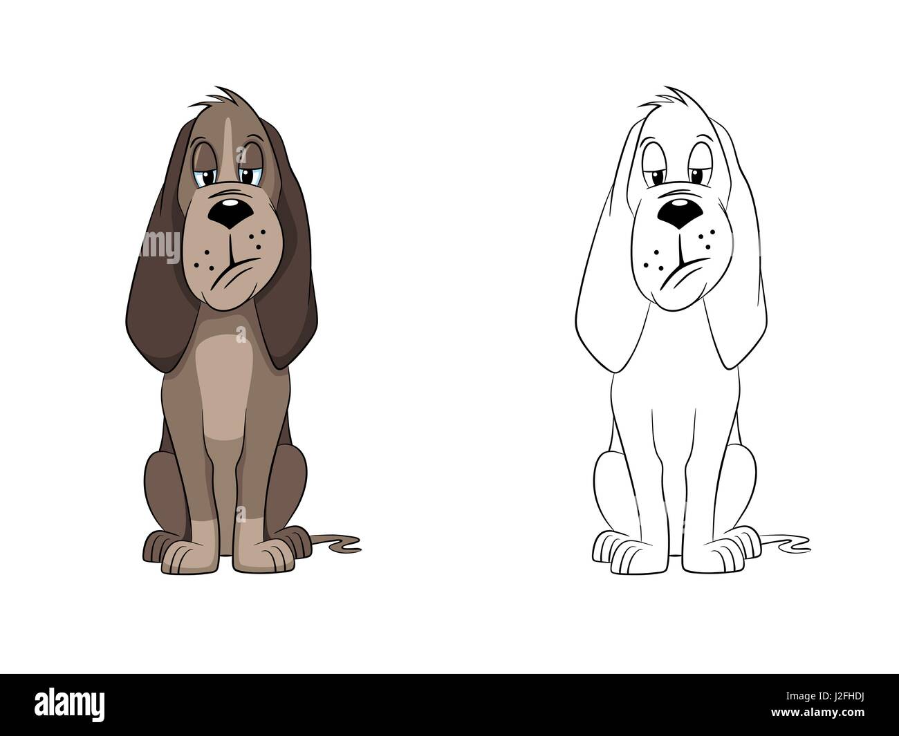 Illustration of a cute dog, painted and contour Stock Vector Image ...