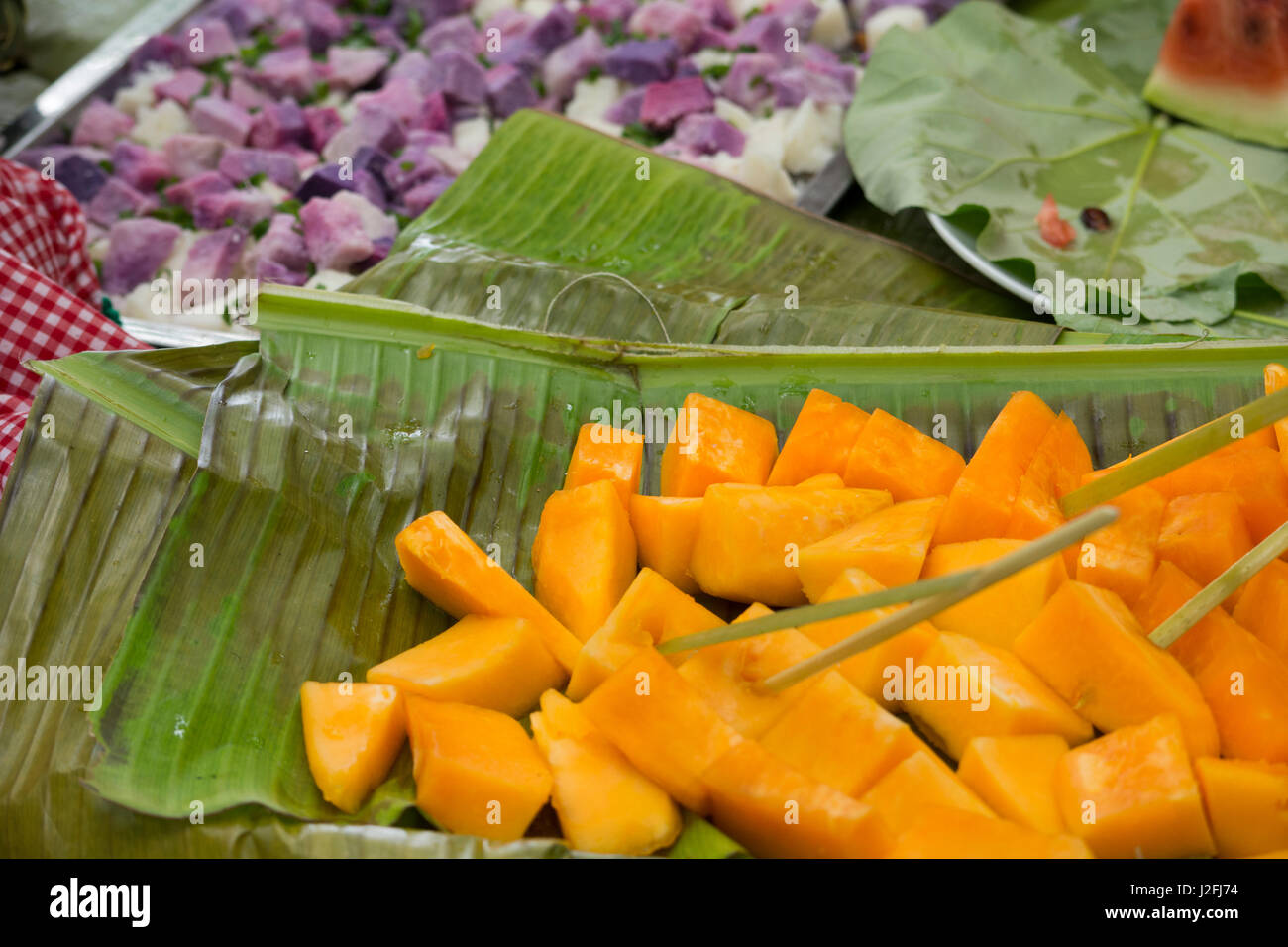 Republic of Vanuatu, Torres Islands, Loh Island. Local traditional food ...