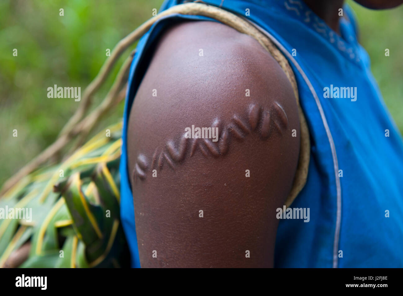 Local girl with typical scar near, Volcano Yasur, Island of Tanna ...