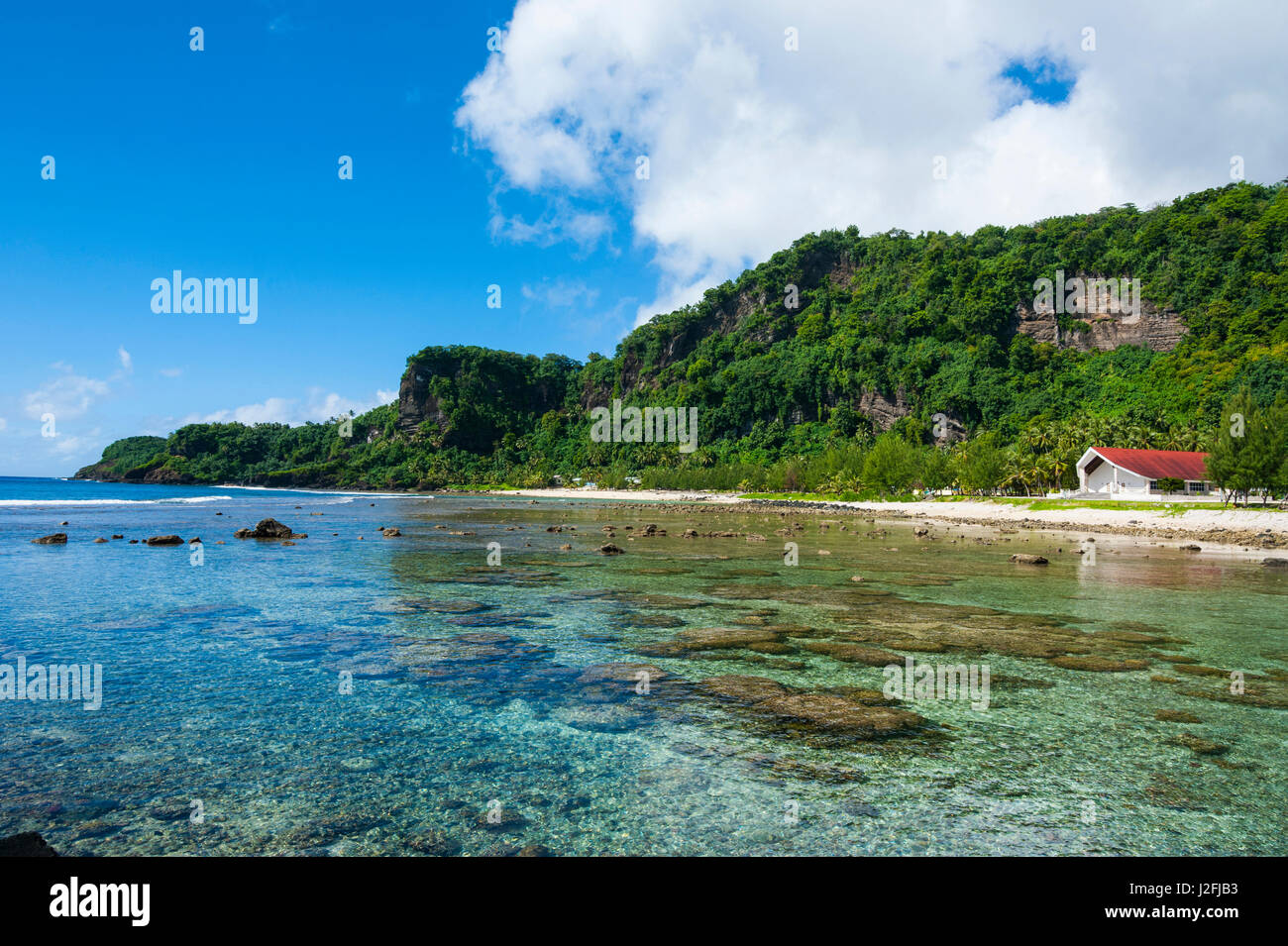 Bay and turquoise water in Tau Island, Manu'a, American Samoa, South ...