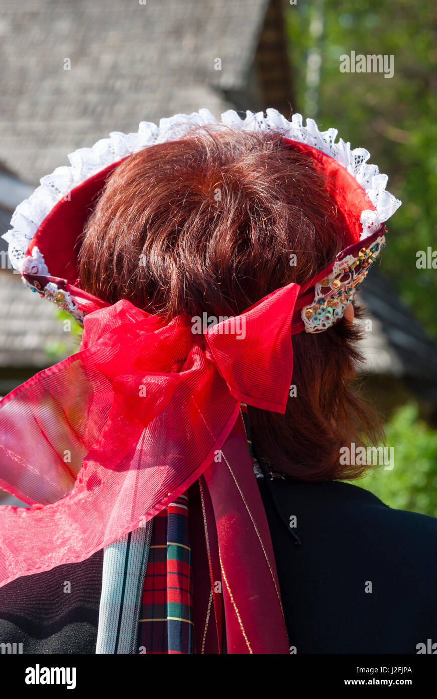 Headgear, Seto woman in traditional costume, Seto Farm Museum, Varska ...