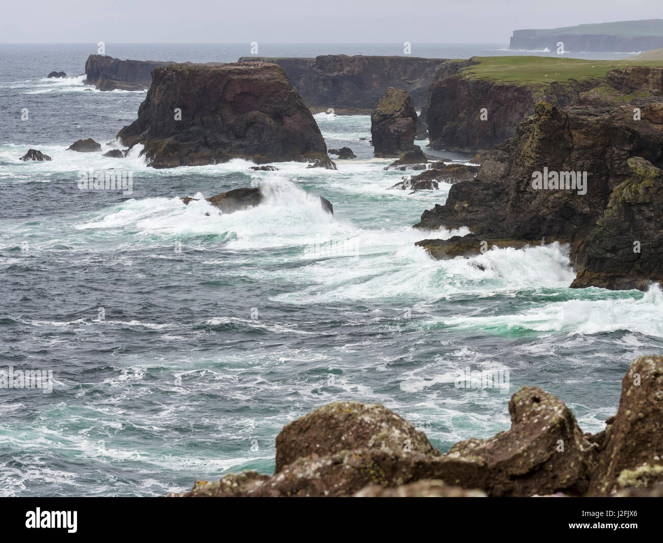 Famous cliffs and sea stacks of Esha Ness, a major attraction on the ...