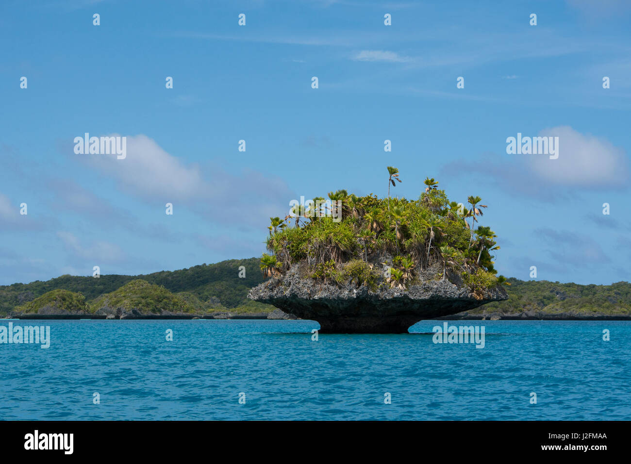 Fiji, Southern Lau Group, Island of Fulanga. Lagoon inside volcanic ...