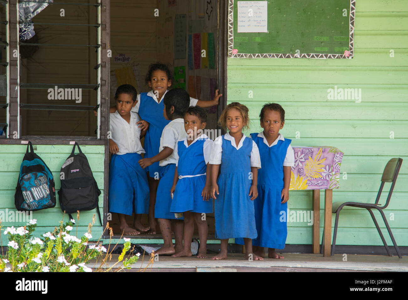 Fiji, Southern Lau Group, Island of Fulanga. Village of Fulanga primary ...