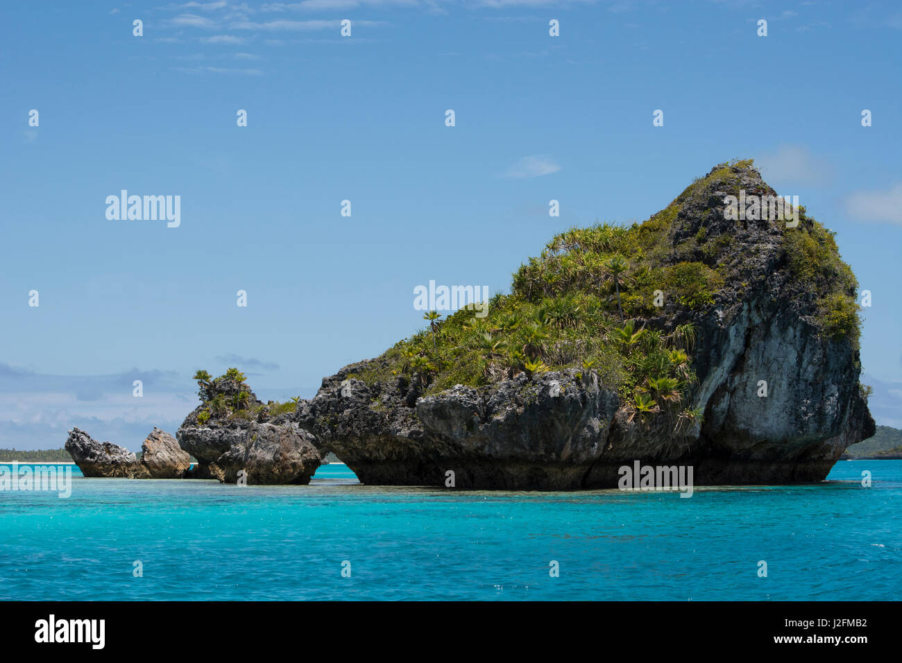 Fiji, Southern Lau Group, Island of Fulanga. Lagoon inside volcanic ...