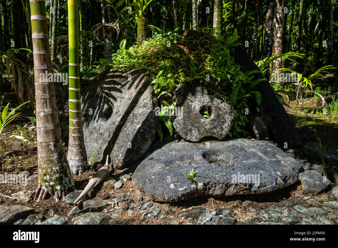 Stone money on the island of Yap, Micronesia Stock Photo - Alamy