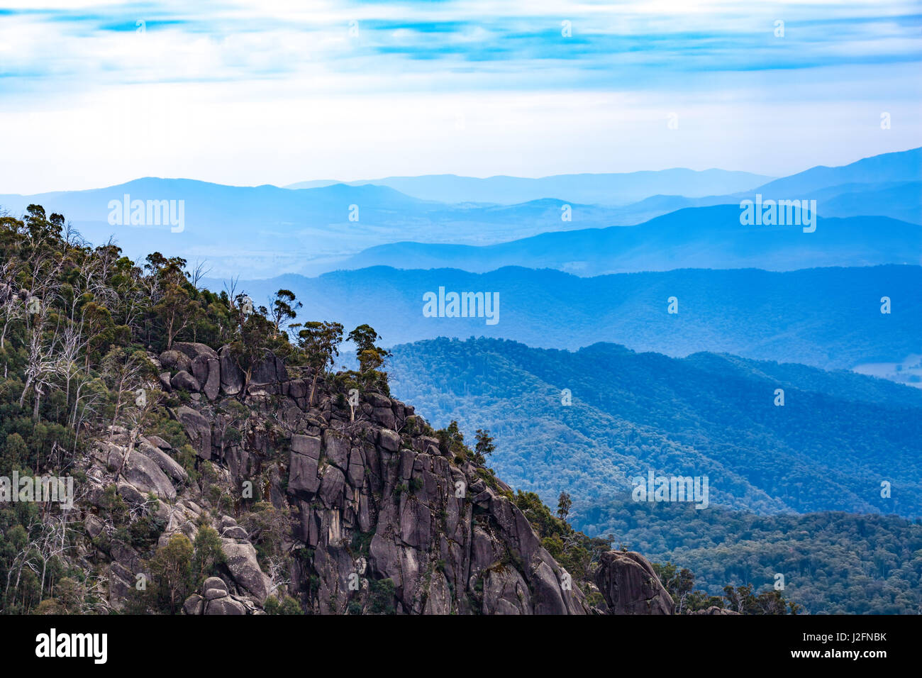 Mount Buffalo National Park - Rocks and layers of blue hills. Victoria ...