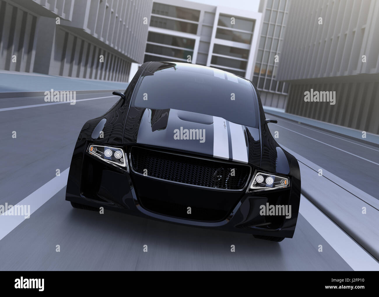 Black car on pedestrian hi-res stock photography and images - Alamy
