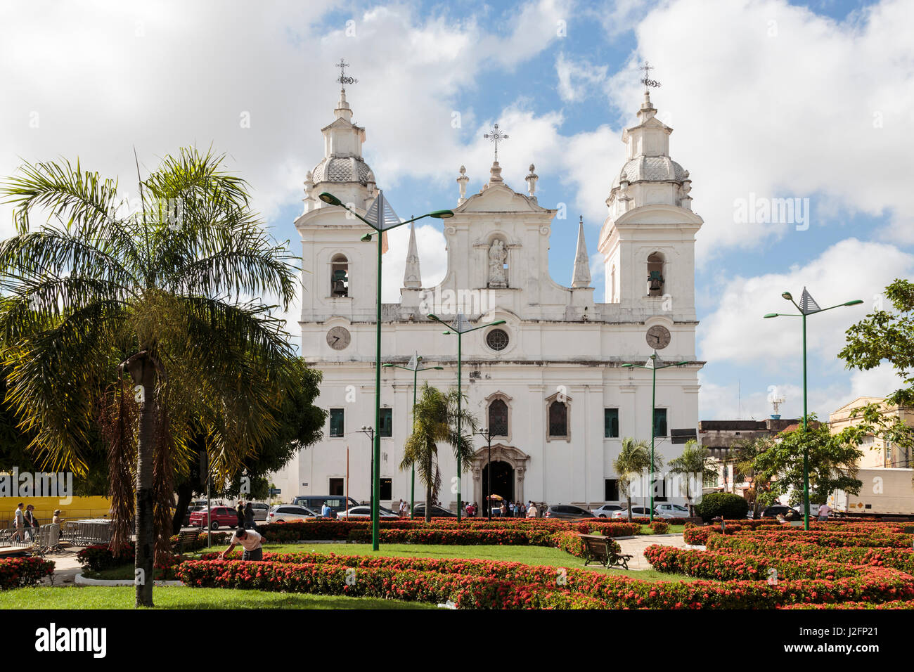 South America, Brazil, Belem. View of Cathedral of Se and gardens Stock ...