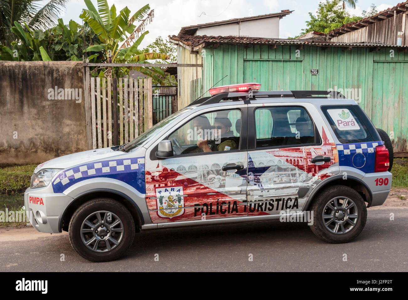 South America, Brazil, Belem. Tourist Police giving thumbs up Stock ...