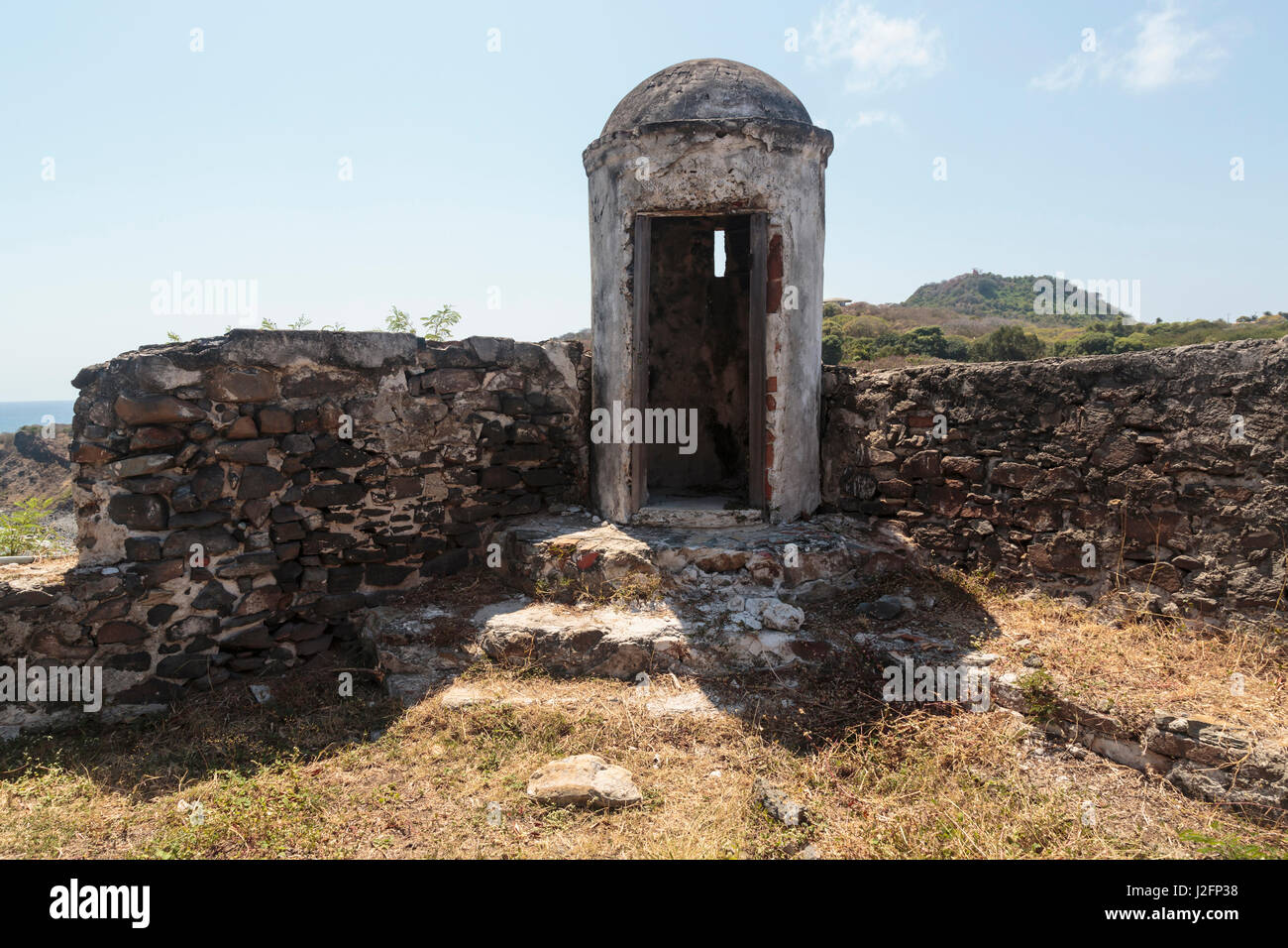 South America, Brazil, Fernando de Noronha. Gun port at prison Stock ...