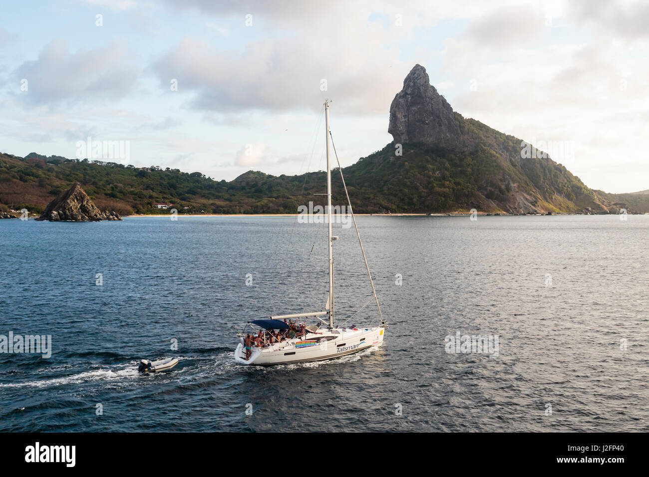 South America, Brazil, Fernando de Noronha, Saint Anthony Bay. Sailboat ...