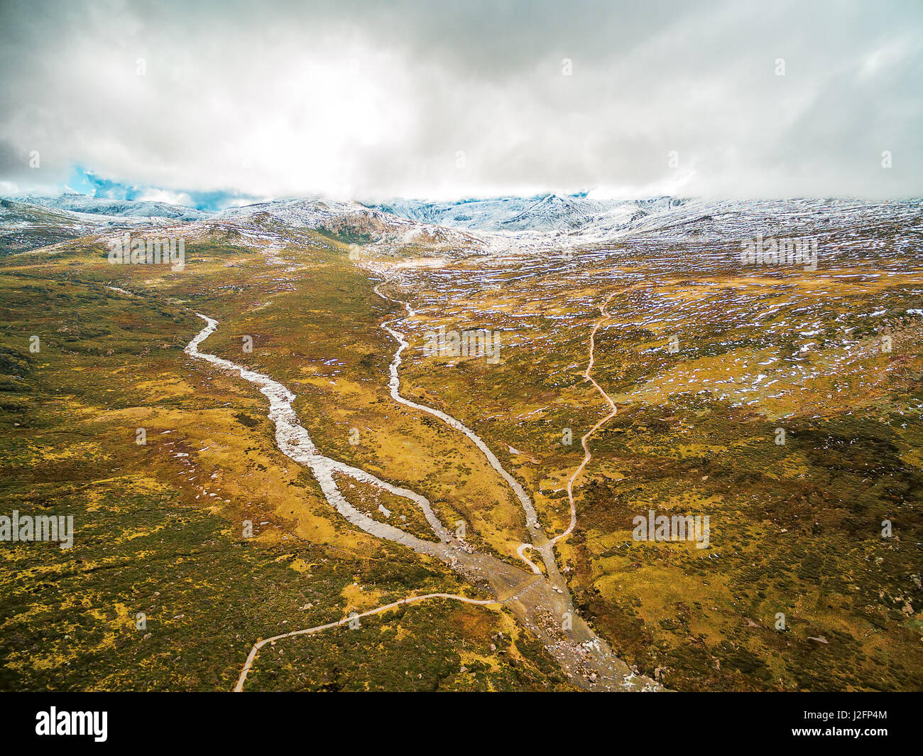 Aerial landscape of Snowy Mountains, Australia Stock Photo - Alamy