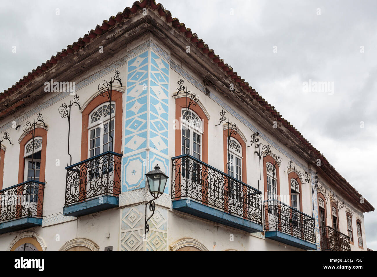 South America, Brazil, Paraty. Architectural detail on Colonial-era ...