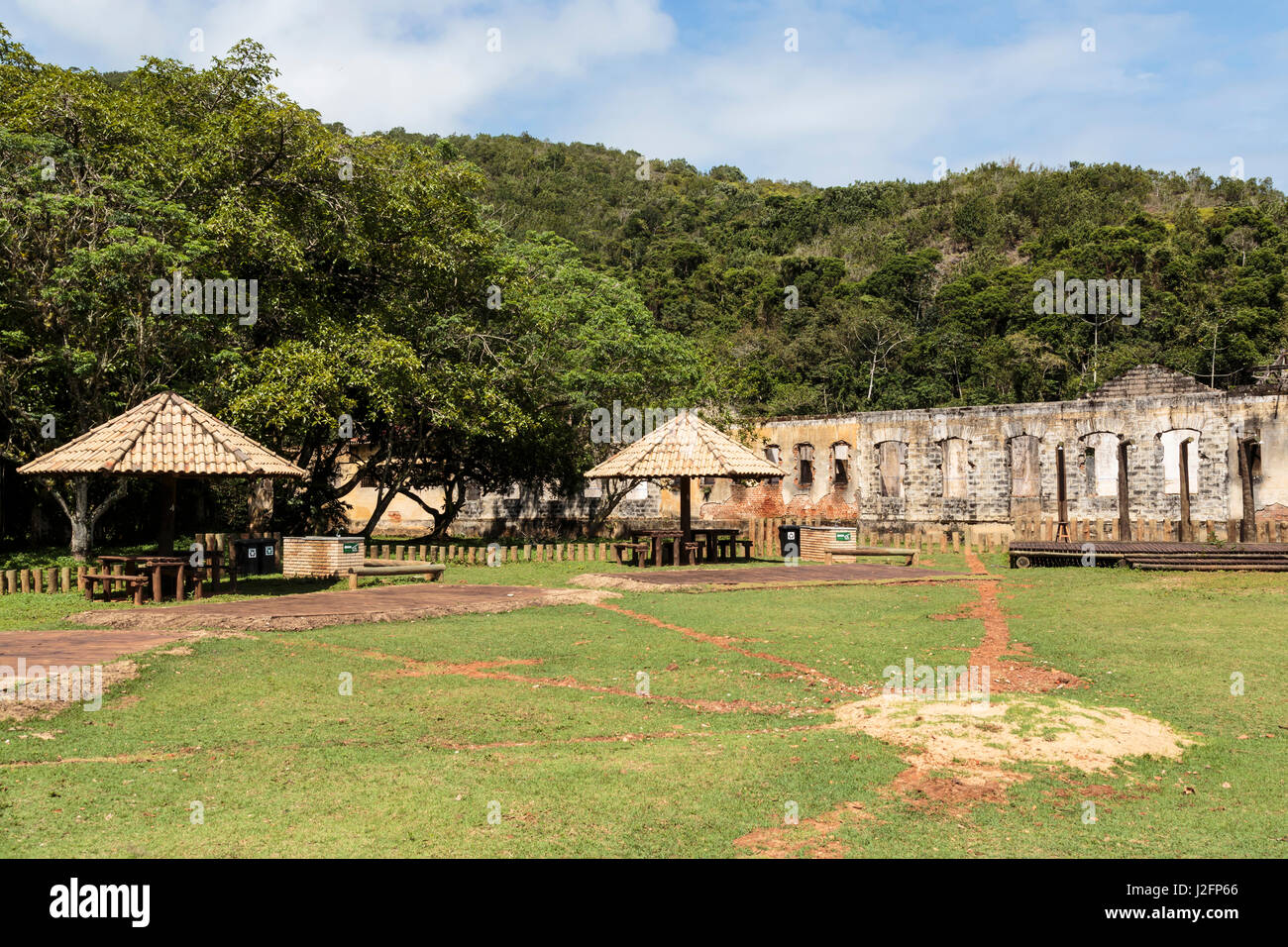 South America, Brazil, Ilha Anchieta. Ruins of the Anchieta Island ...