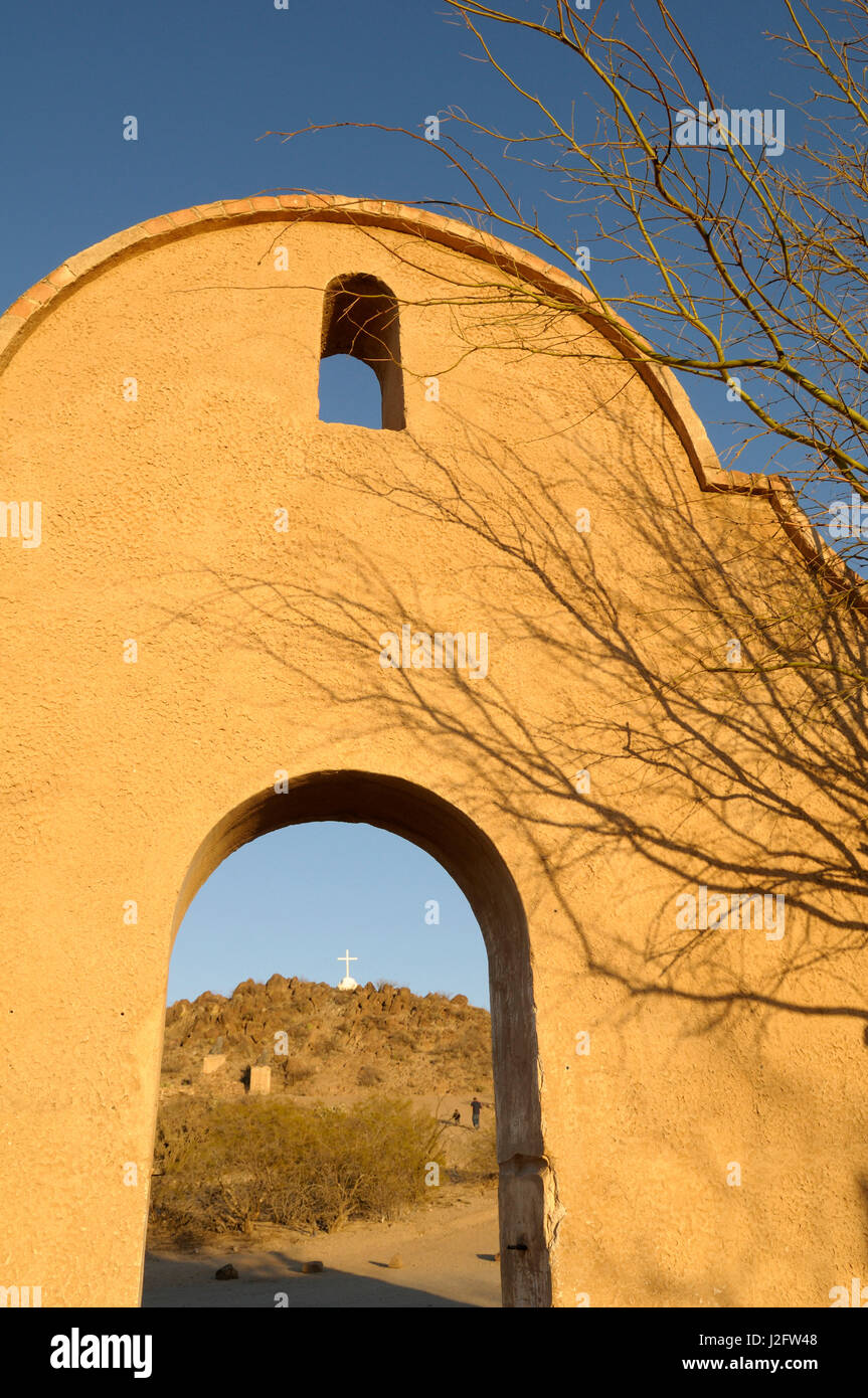 USA, Arizona, Tucson. Entrance arch at the San Xavier del Bac Mission ...
