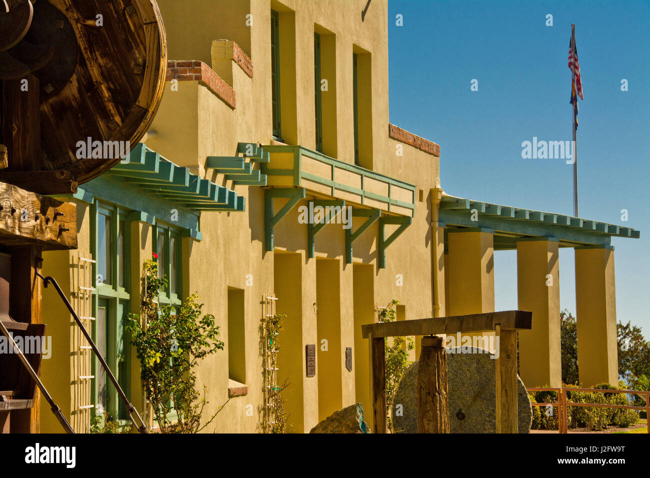 Douglas Mansion and old mining equipment, Jerome Historic Park, Jerome ...
