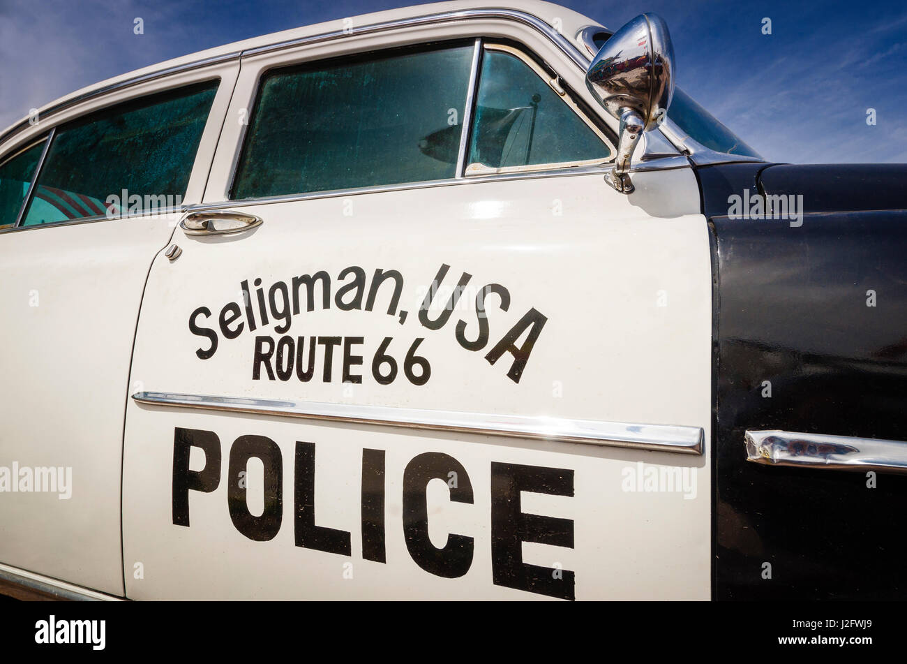 Police car on historic Route 66, Seligman, Arizona, Usa Stock Photo - Alamy