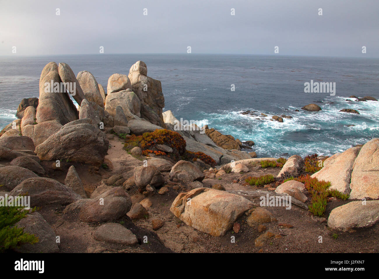 USA, California, Monterey. Rock formations along 17-Mile Drive at Ghost ...