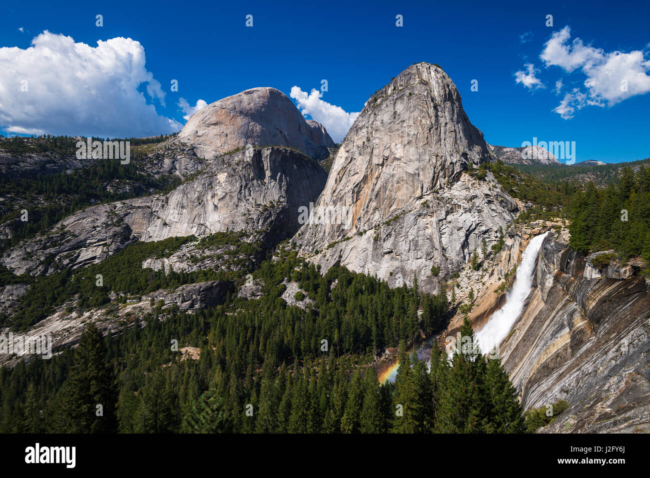 Nevada Fall, Half Dome and Liberty Cap, California, Usa (Large format ...