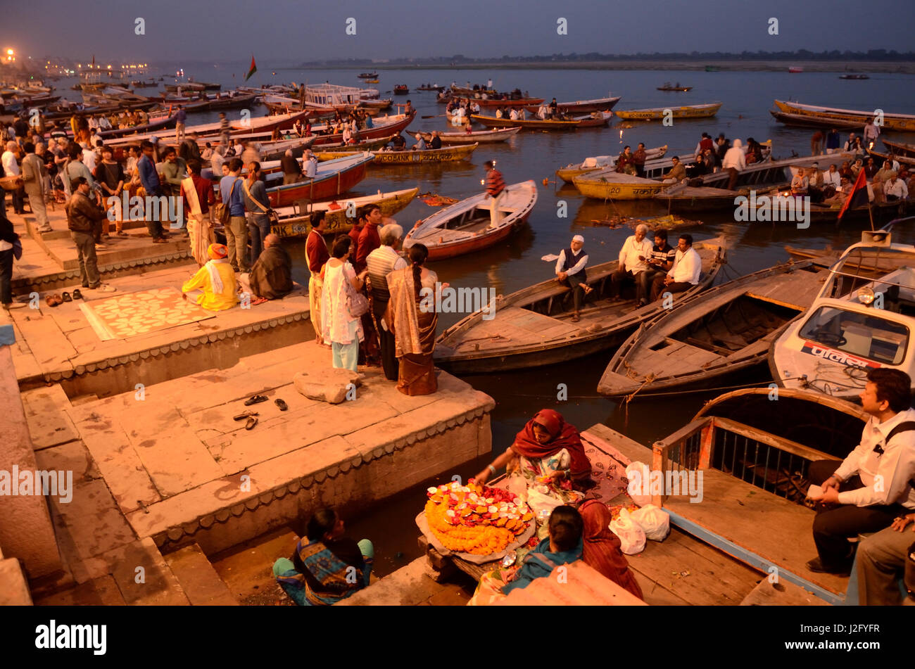 Varanasi ghats people night hi-res stock photography and images - Alamy