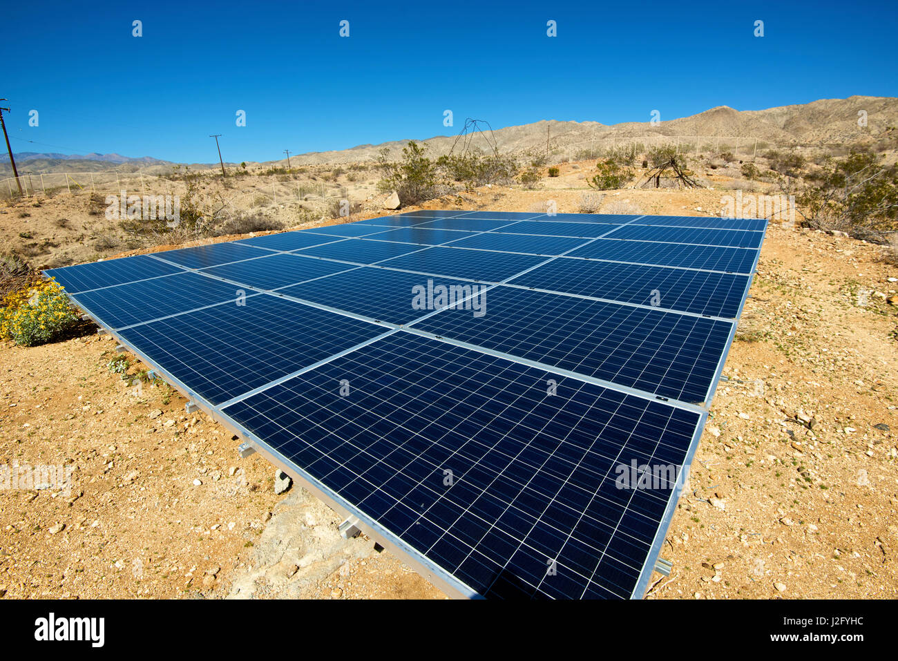 Solar panel array in California provides power for a small facility ...