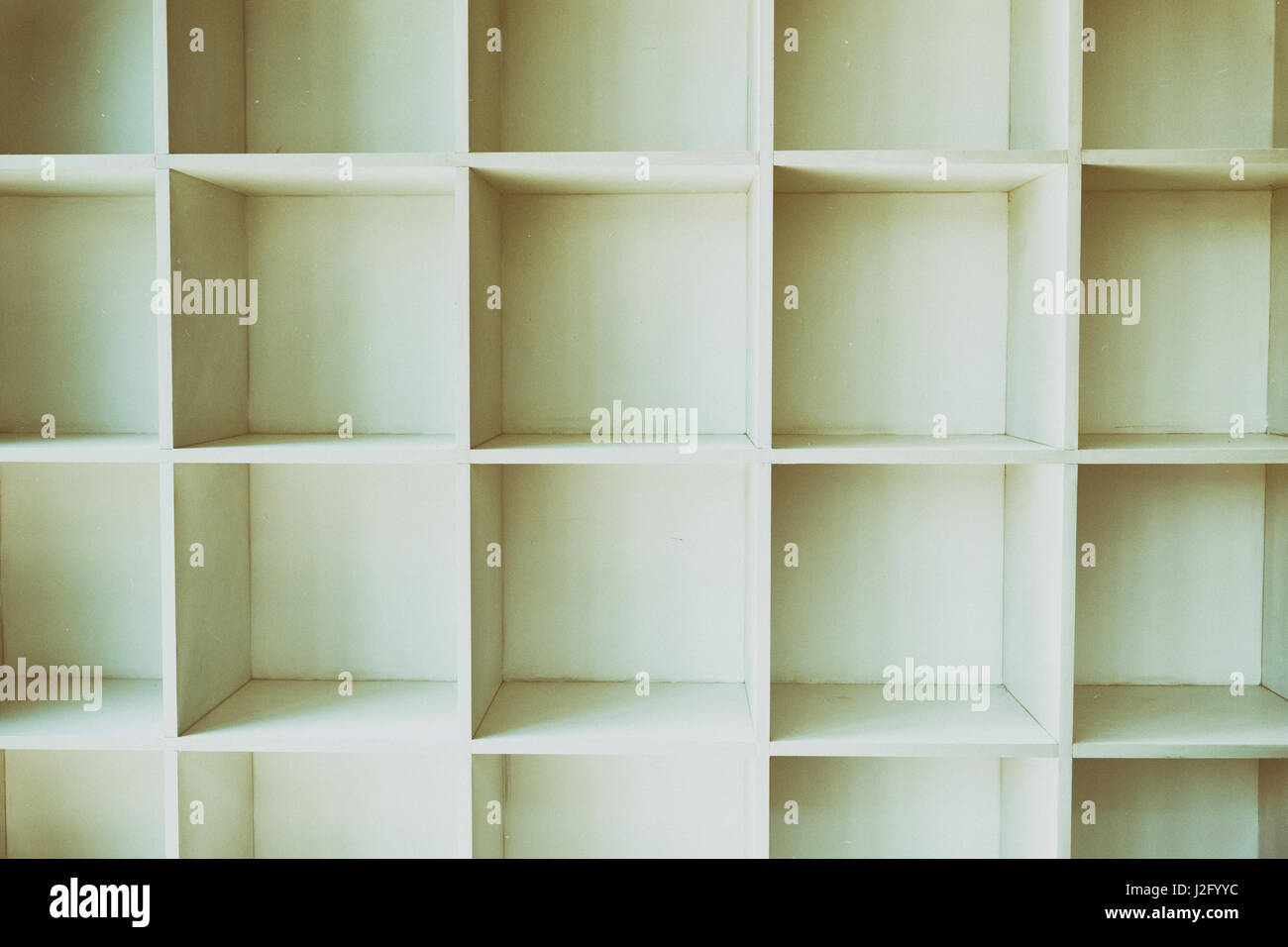 empty white bookshelf, wall cabinet - interior component Stock Photo ...