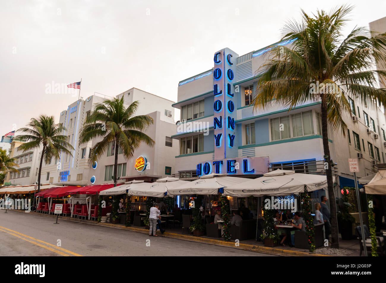 Colony Hotel, Ocean Drive, South Beach, Miami Beach, Florida, USA Stock ...